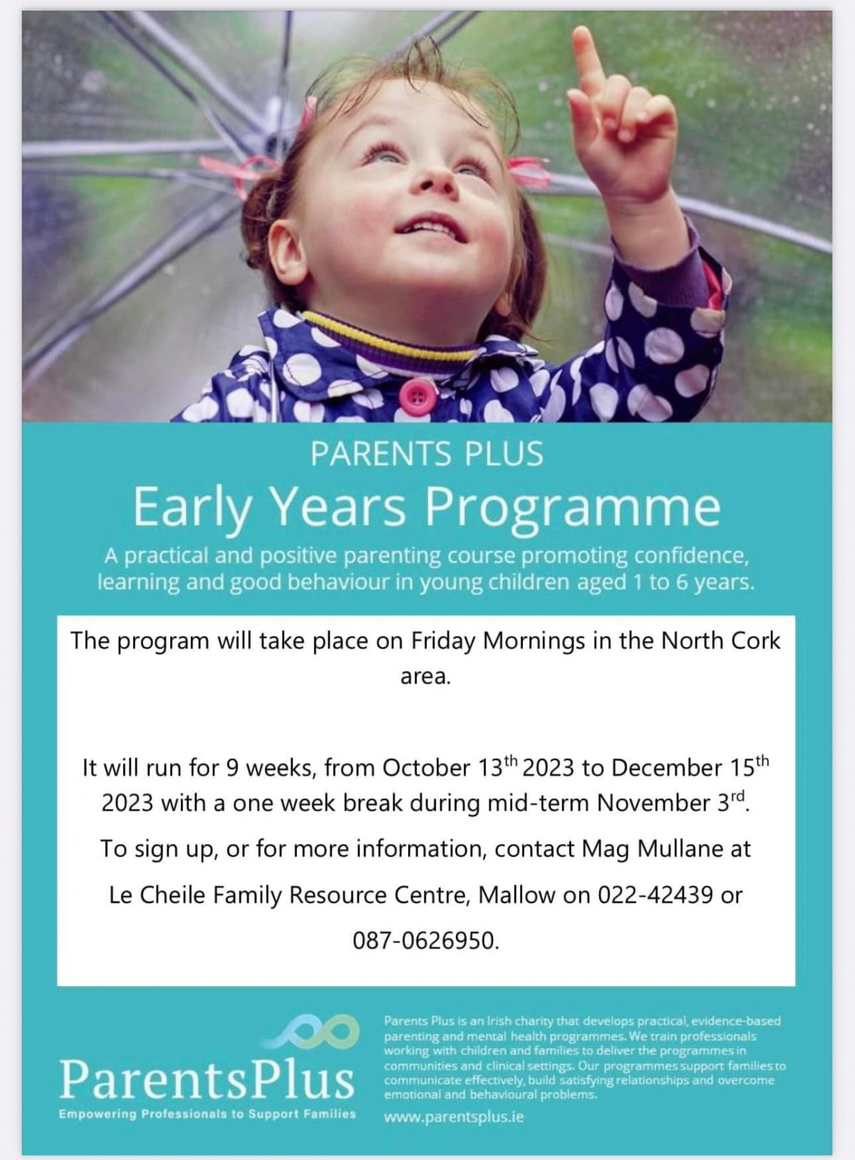 Parents Plus Early Years Program - Le Cheile Family Resource Centre
